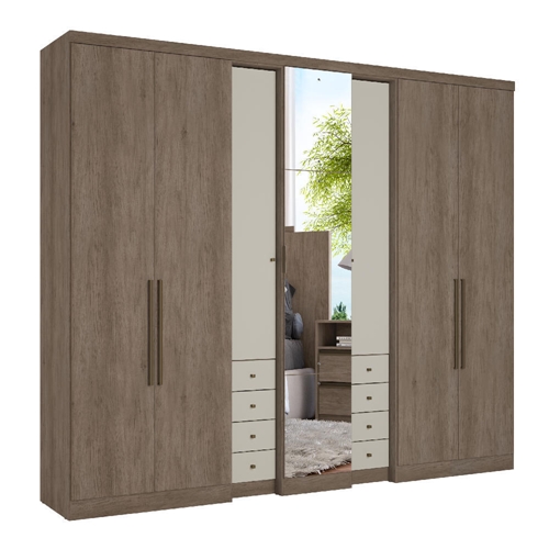 Guarda-Roupa Casal com Espelho 7 Portas e 8 Gavetas TH | Schumann