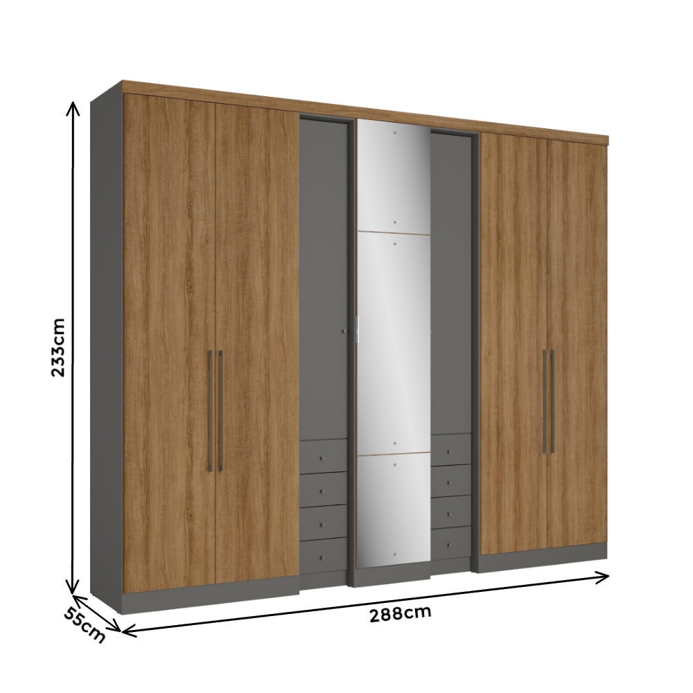 Guarda-Roupa Casal com Espelho 7 Portas e 8 Gavetas TH | Schumann