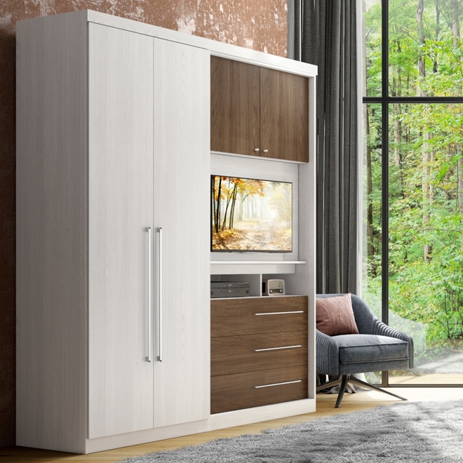 Guarda-Roupa Casal THB Brilliance 4 Portas e 3 Gavetas | Schumann