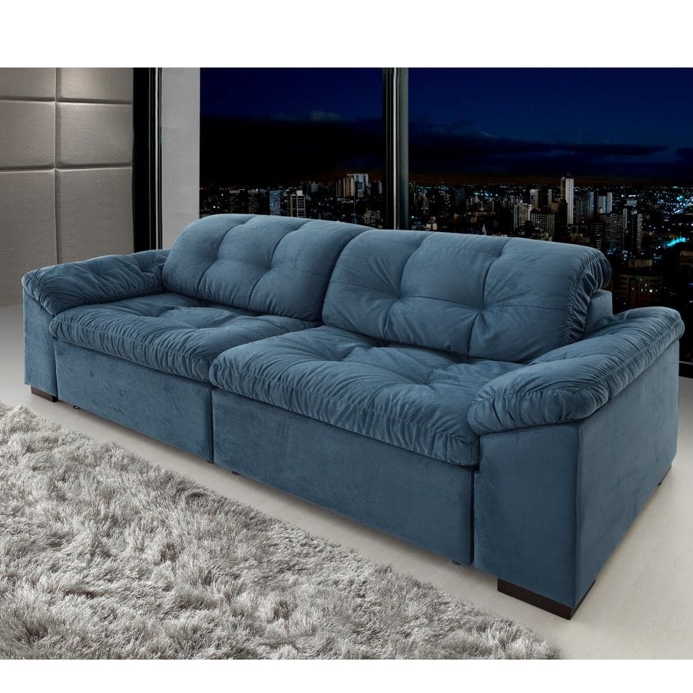 Sofá 3 Lugares 2,4m Retrátil Reclinável Suede Animalle | Schumann