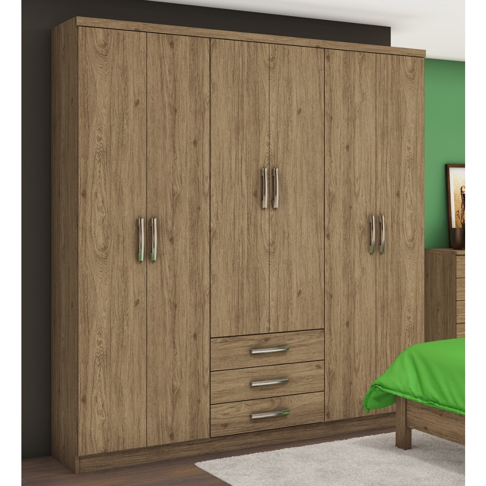 Guarda-Roupa Casal Henn Caju 6 Portas 3 Gavetas | Schumann