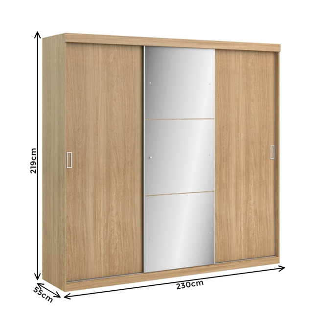 Guarda-Roupa Casal com Espelho 3 Portas de Correr e 4 | Schumann