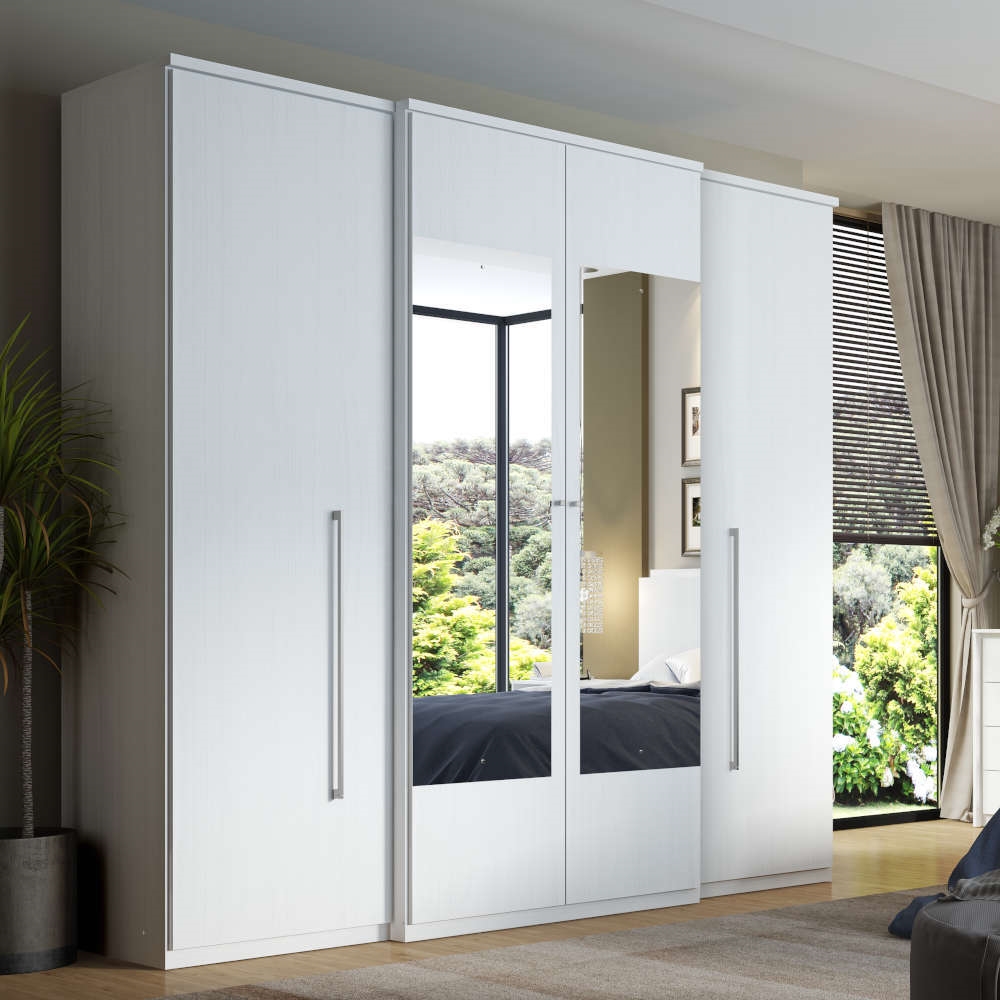 Guarda-Roupa Casal com Espelho 4 Portas 2 Gavetas THB | Schumann