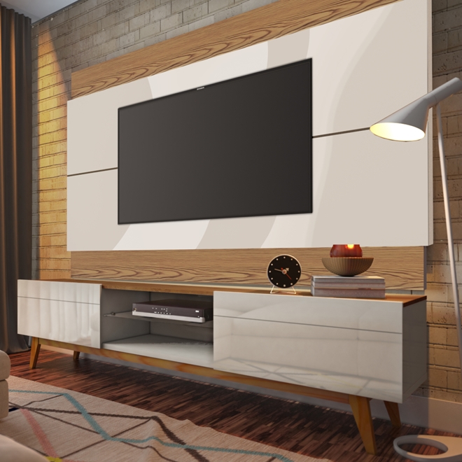 Rack Bancada Imcal Classic 2 Gavetas 180cm com Pés em | Schumann