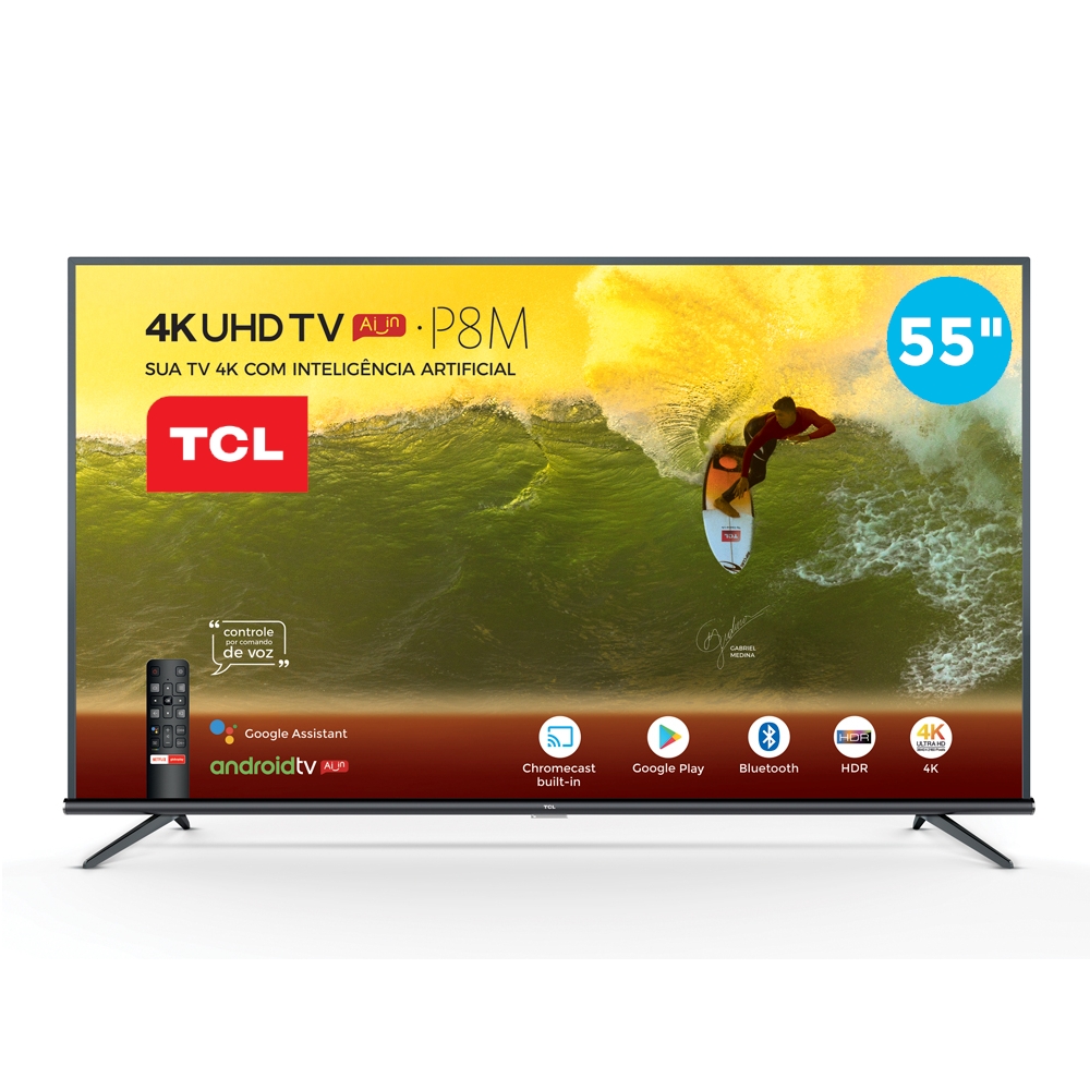 Smart TV 4K 55" TCL LED UHD 55P8M Android 3 HDMI 2 USB | Schumann
