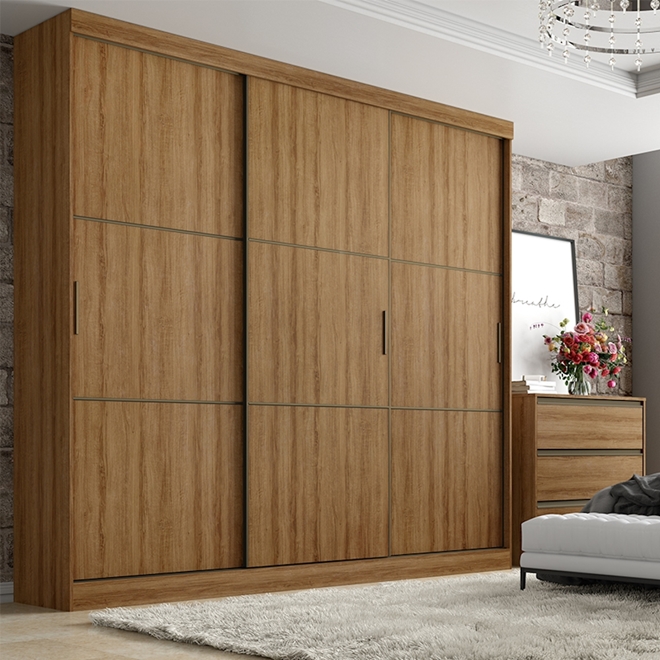 Guarda-Roupa Casal 3 Portas de Correr e 4 Gavetas THB | Schumann