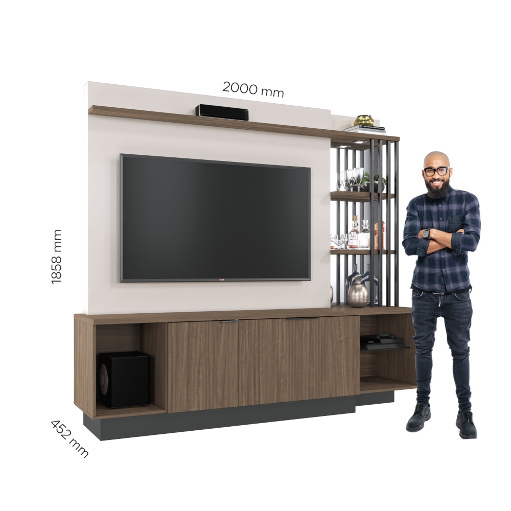 Home Colibri Maresias para TV até 65" 200cm 3 Portas e | Schumann