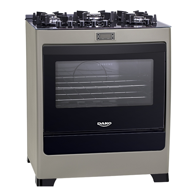 Fogão 5 Bocas Dako Supreme Timer Glass Titanium Bivolt | Schumann