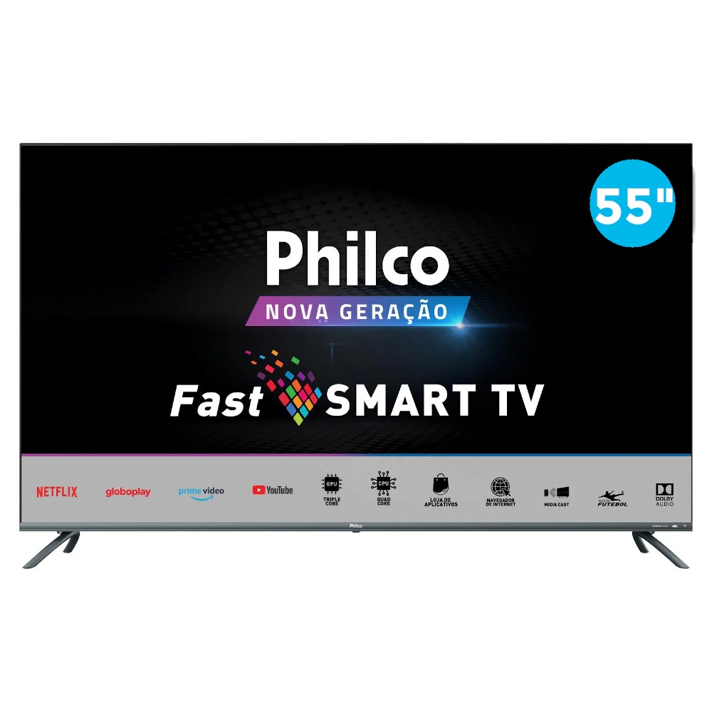 Smart TV 4K 55 Philco LED UHD PTV55G70SBLSG HDR 4 HDMI | Schumann