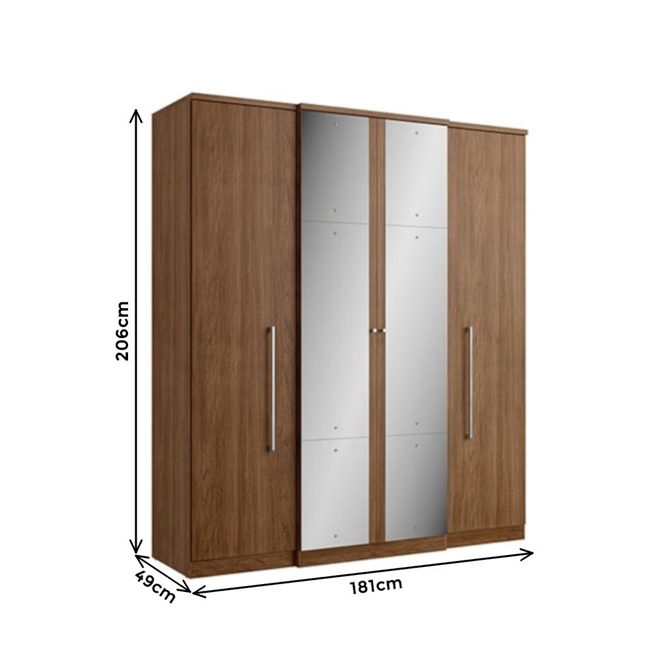 Guarda-Roupa Casal THB Splendore Plus Glass 4 Portas e Multisom