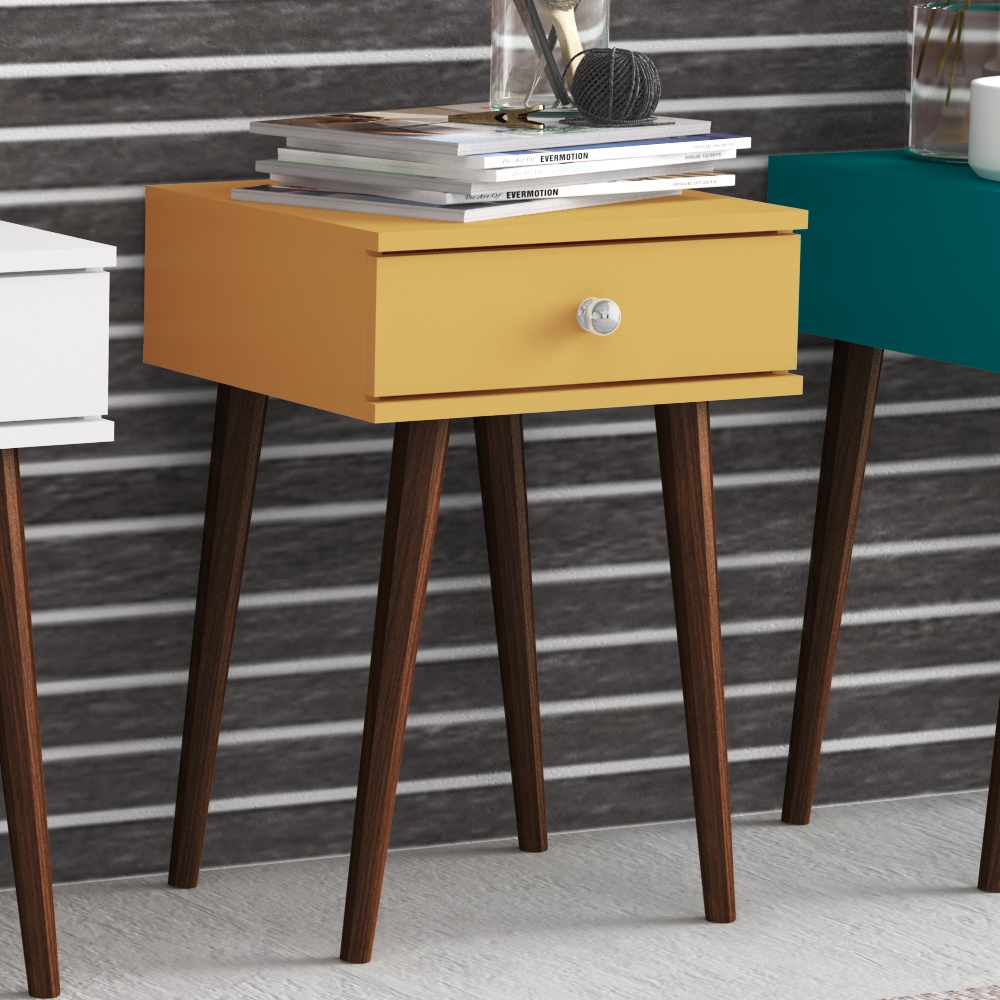 Mesa Lateral MovelBento RT3072 1 Gaveta e Pés Retrô Multisom
