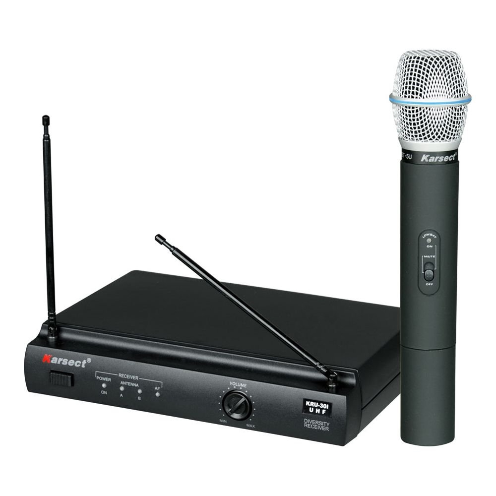 Microfone de Mão sem Fio Karsect KRU-301 UHF Multisom Microfone de Mão sem Fio Karsect KRU-301 UHF Multisom