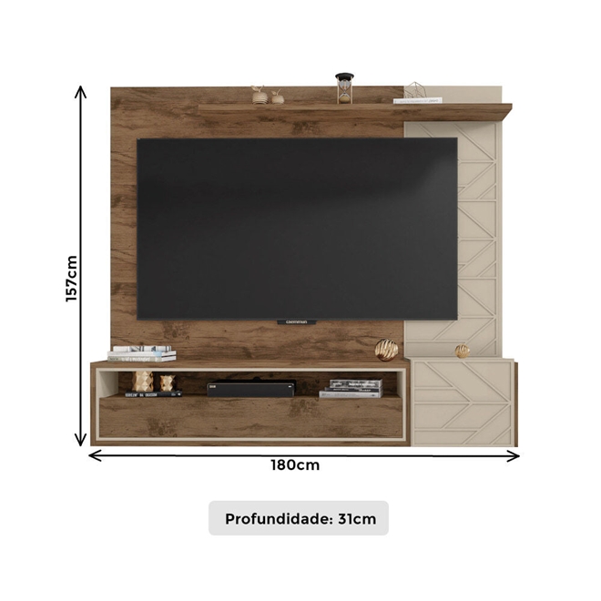 Painel para TV até 65 Polegadas Caemmun Prisma | Schumann