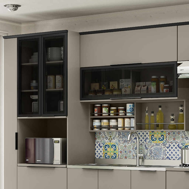 Cozinha Completa mx Móveis Habitat 10P e 8G – Taupe | Schumann