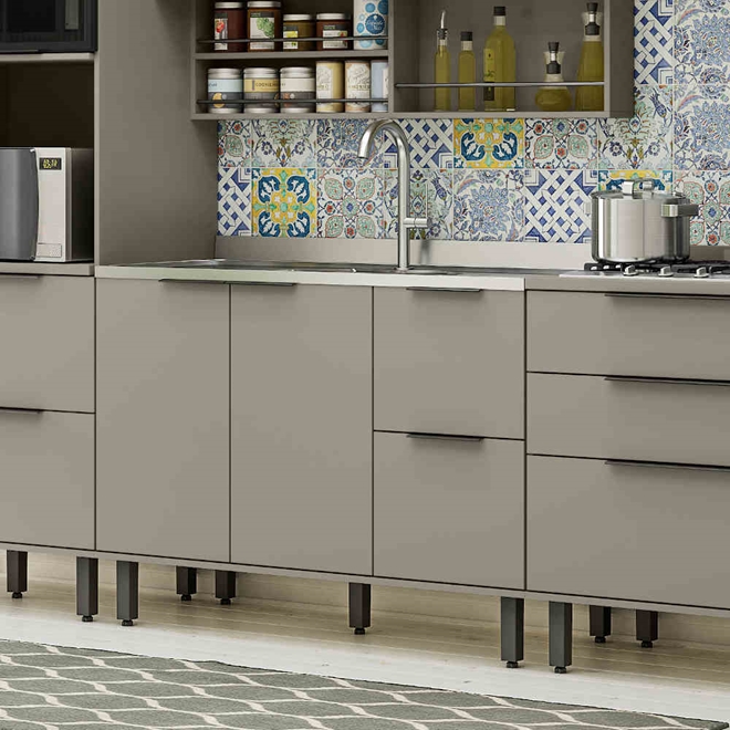 Cozinha Completa mx Móveis Habitat 10P e 8G – Taupe Multisom