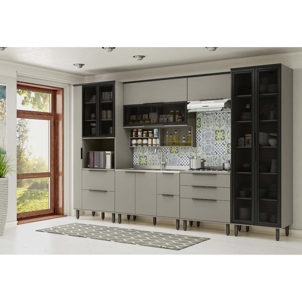 Cozinha Completa mx Móveis Habitat 10P e 8G – Taupe Multisom