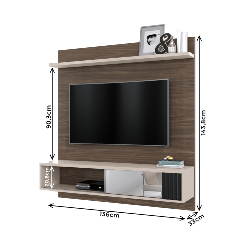 Painel para TV até 55 Polegadas 1,36m com Espelho Coli | Schumann