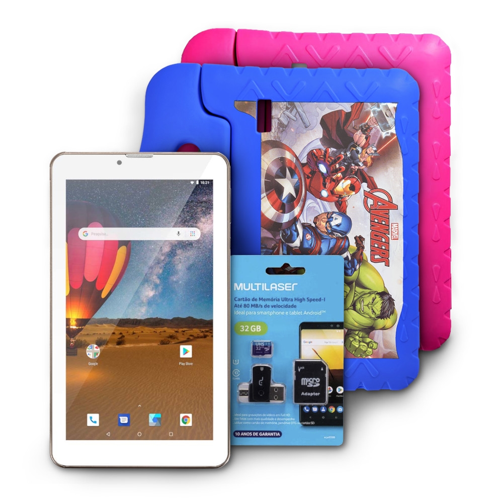 Tablet Multilaser Kid Pad Plus Rosa 16GB+32GB Case Ave | Schumann