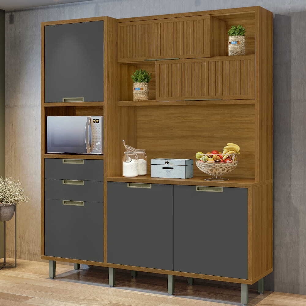 Cozinha Compacta 1,83m 6 Portas e 2 Gavetas Nesher Lof | Schumann