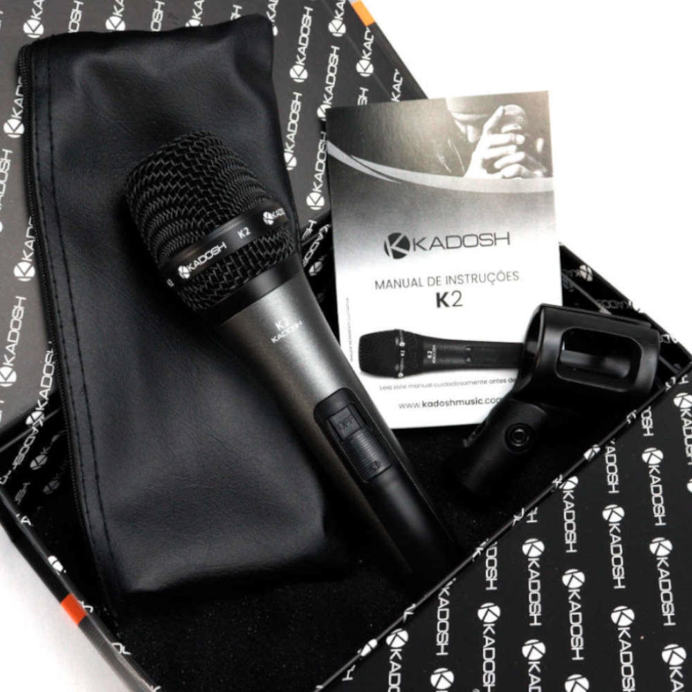 Microfone Dinâmico c/Fio Kadosh K2 Cardióide sem Cabo | Schumann