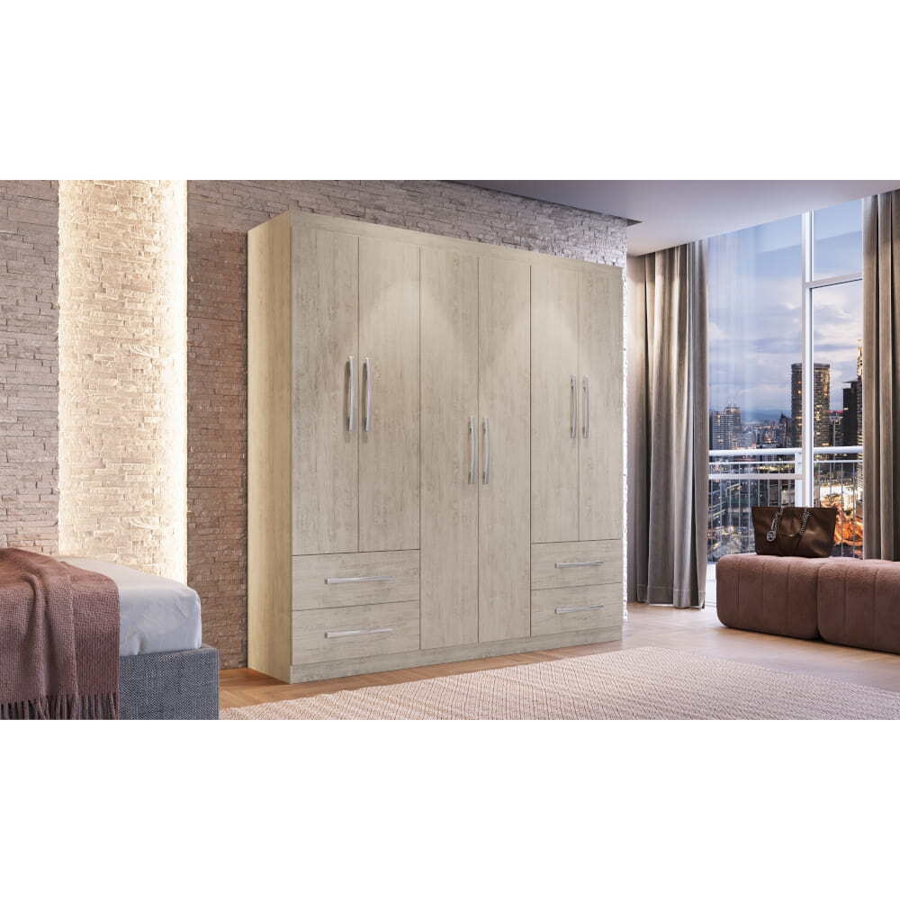 Guarda-Roupa Casal 6 Portas 4 Gavetas Doripel Dublin | Schumann