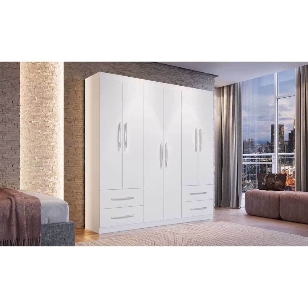 Guarda-Roupa Casal 6 Portas 4 Gavetas Doripel Dublin | Schumann