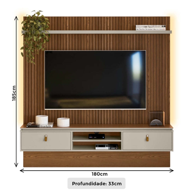 Painel para TV até 75 Polegadas 1,80m com LED Linea Br | Schumann