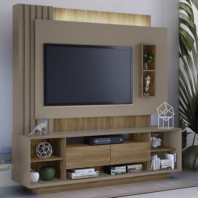 Estante Home para TV até 50 Polegadas 1,85m 2 Gavetas | Schumann