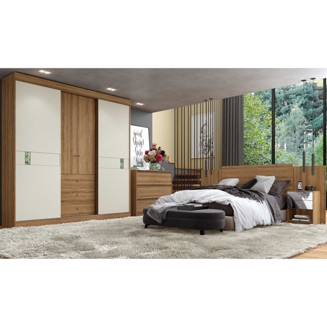 Guarda-Roupa Casal 4 Portas 3 Gavetas THB Premier | Schumann