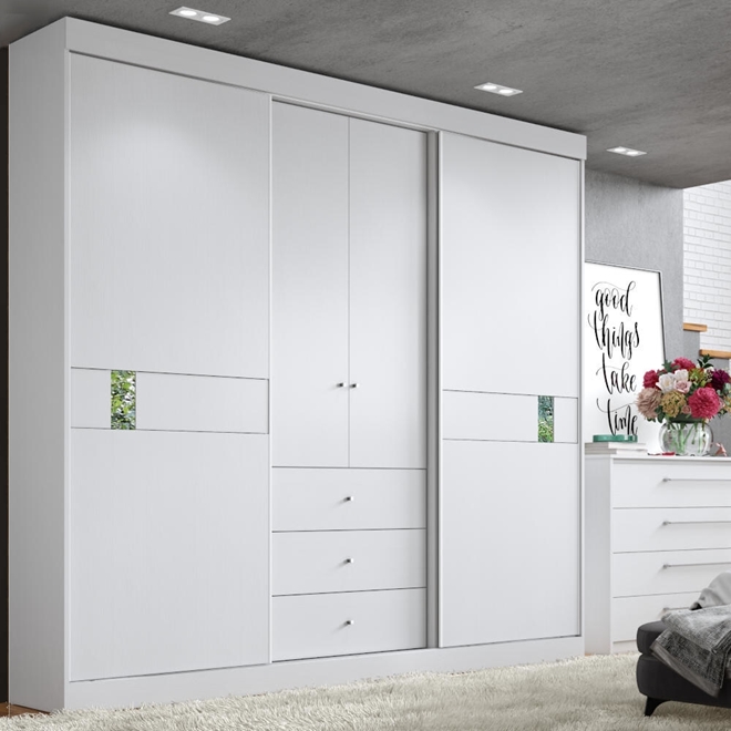 Guarda-Roupa Casal 4 Portas 3 Gavetas THB Premier | Schumann