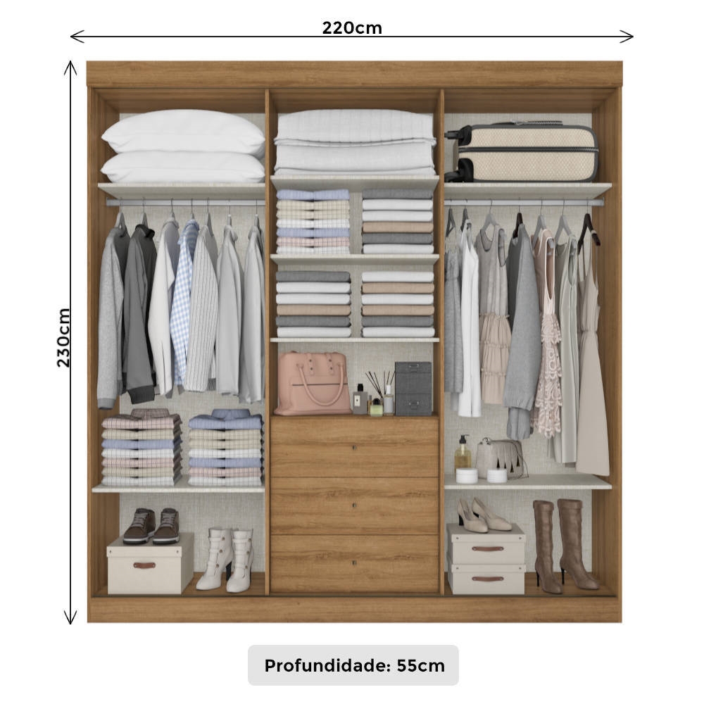 Guarda-Roupa Casal 4 Portas 3 Gavetas THB Premier | Schumann