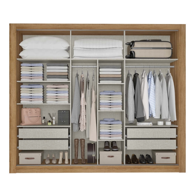 Guarda-Roupa Casal 2 Portas de Correr 4 Gavetas THB Ma | Schumann