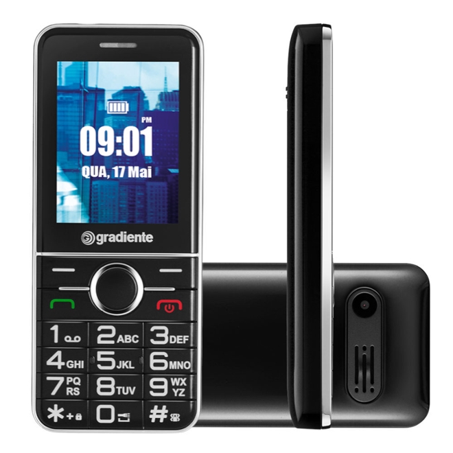 Celular Gradiente GFP205P 2GB Tela 2,4” Dual Chip - Pr Multisom
