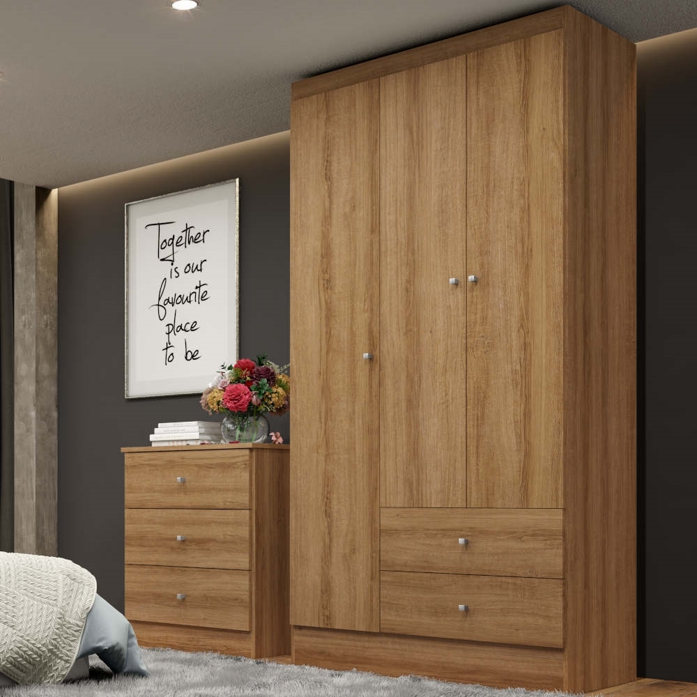 Guarda-Roupa Solteiro 3 Portas 2 Gavetas THB Astro | Schumann