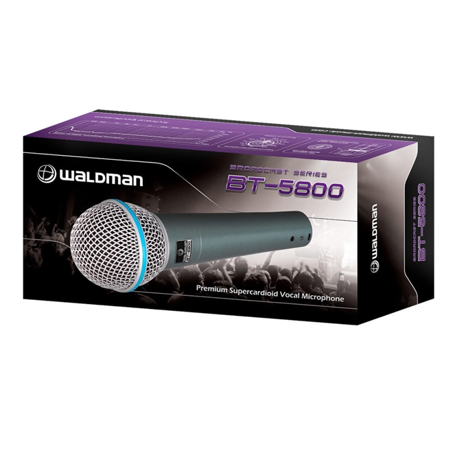 Microfone de Mão Dinâmico com Fio Waldman BT5800 Preto Multisom