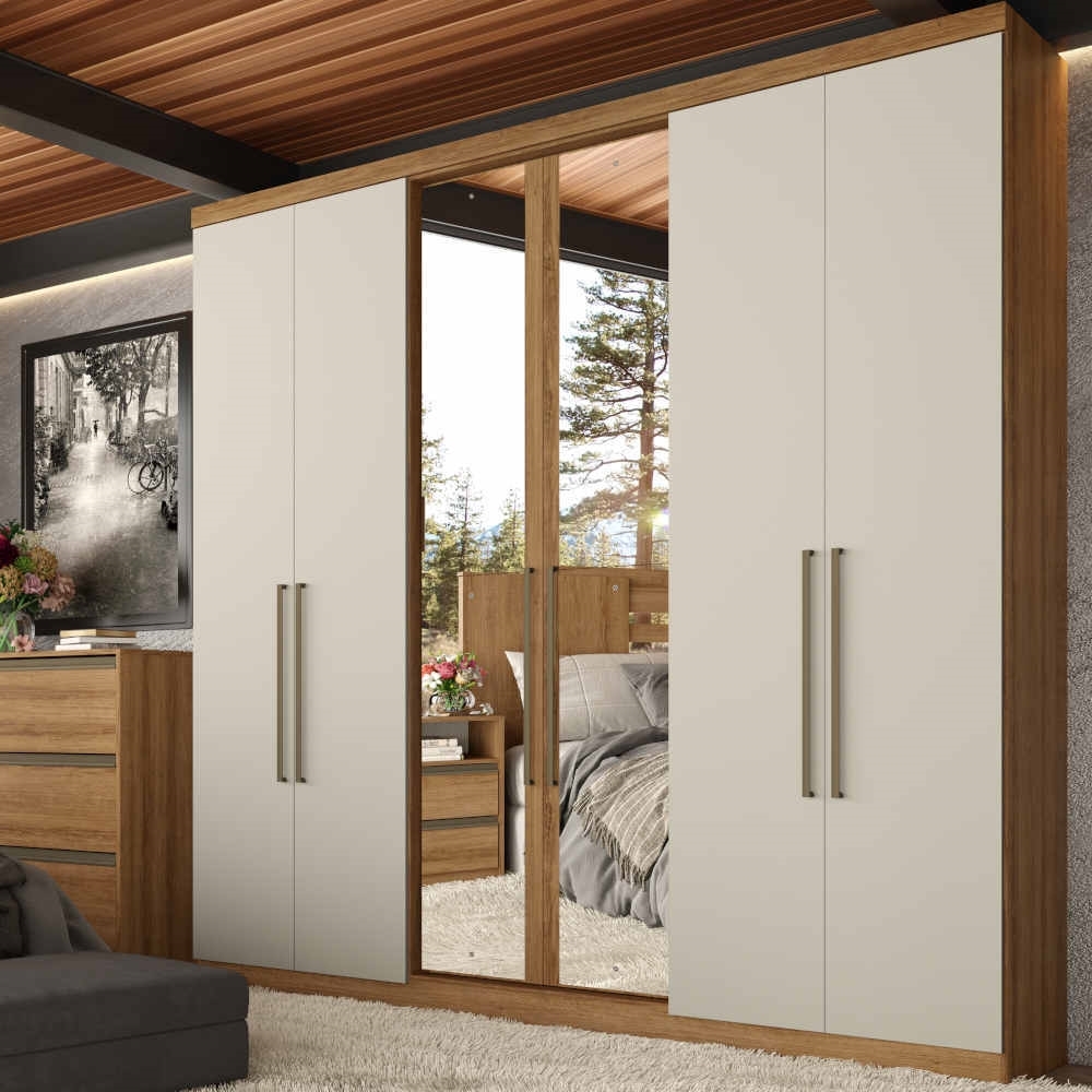 Guarda-Roupa Casal com Espelho 6 Portas 2 Gavetas THB | Schumann