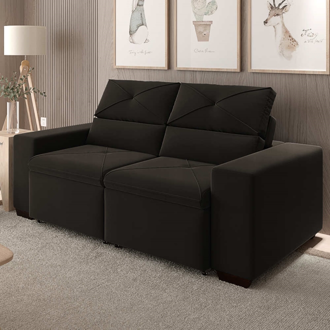 Sofá 3 Lugares 2m Retrátil Reclinável Veludo Phormatta | Schumann