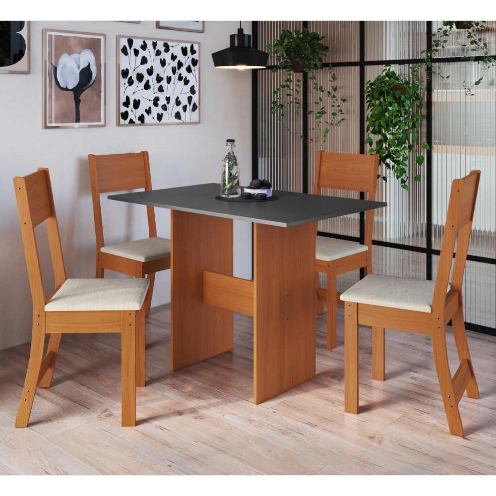 Conjunto Mesa de Jantar e 4 Cadeiras Karla Indekes | Schumann