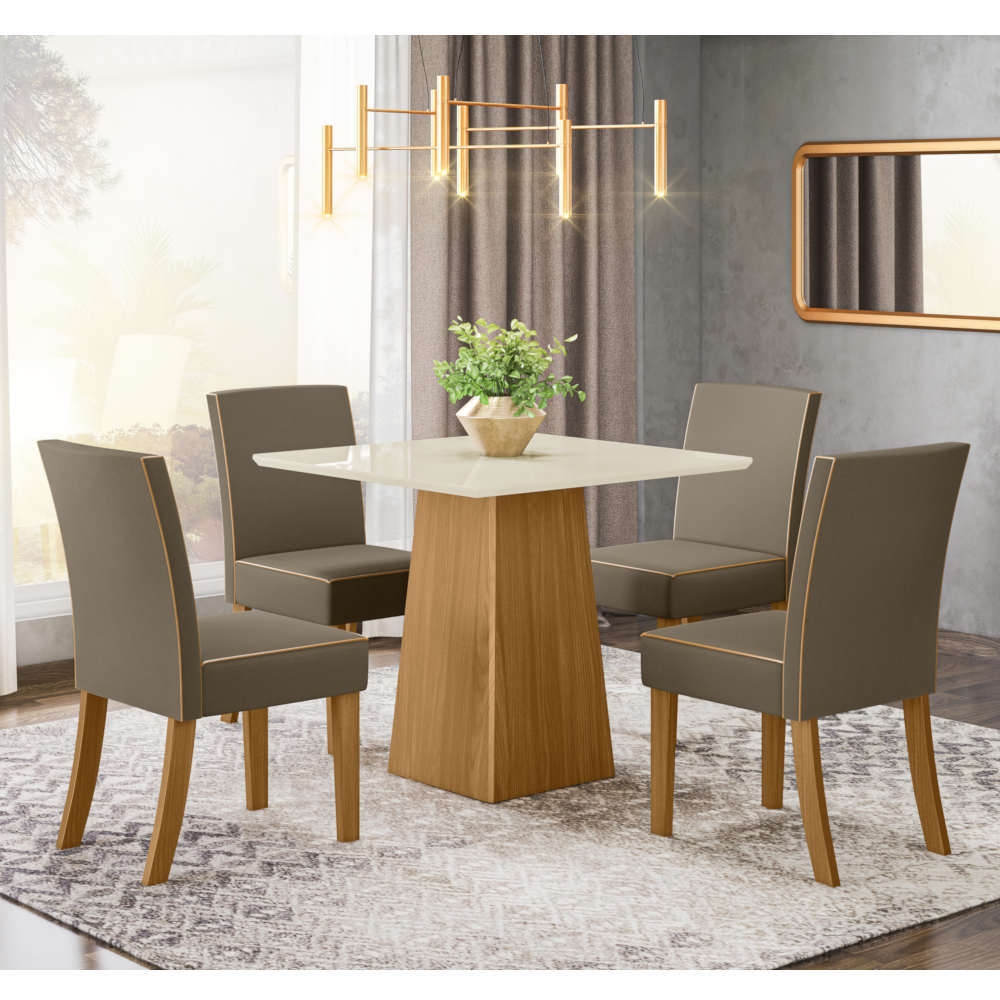 Conjunto Mesa de Jantar Dora 4 Cadeiras Maris Henn - B | Schumann