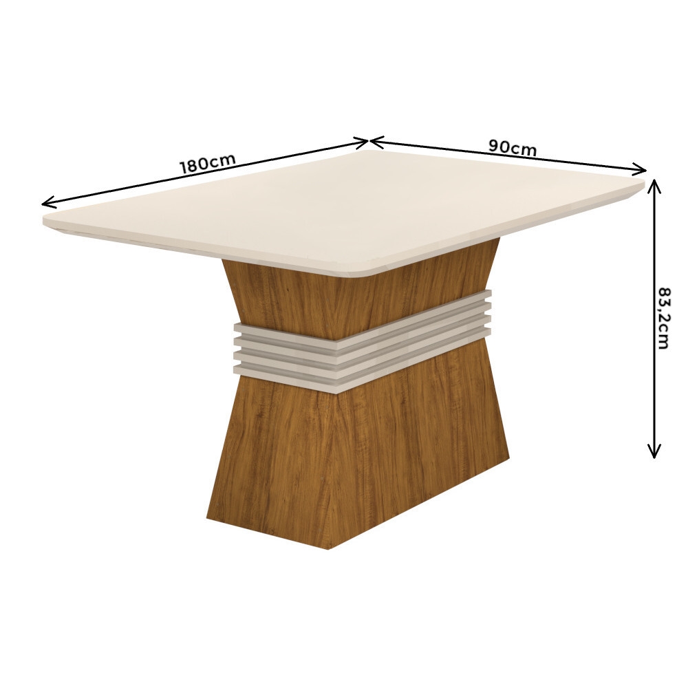 Conjunto Mesa de Jantar Everest Y com Vidro e 6 Cadeir | Schumann