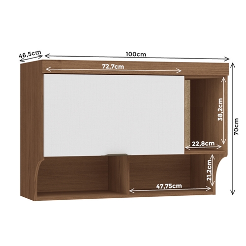 Armário Aéreo 1 Porta 3 Nichos Castro Infinity 3844A | Schumann