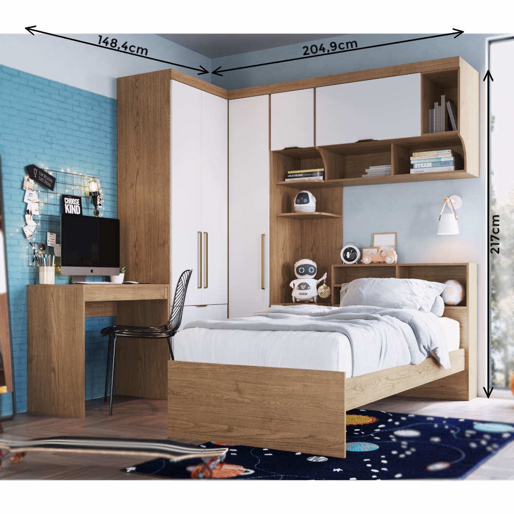 Quarto Modulado Solteiro 6 Peças Castro Infinity | Schumann