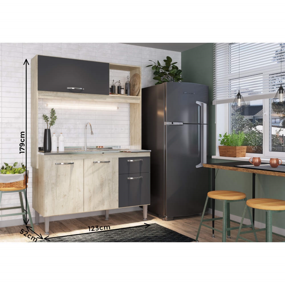 Cozinha Compacta 1,23m c/Cuba 4P e 1G c/Nic IRM Katy | Schumann