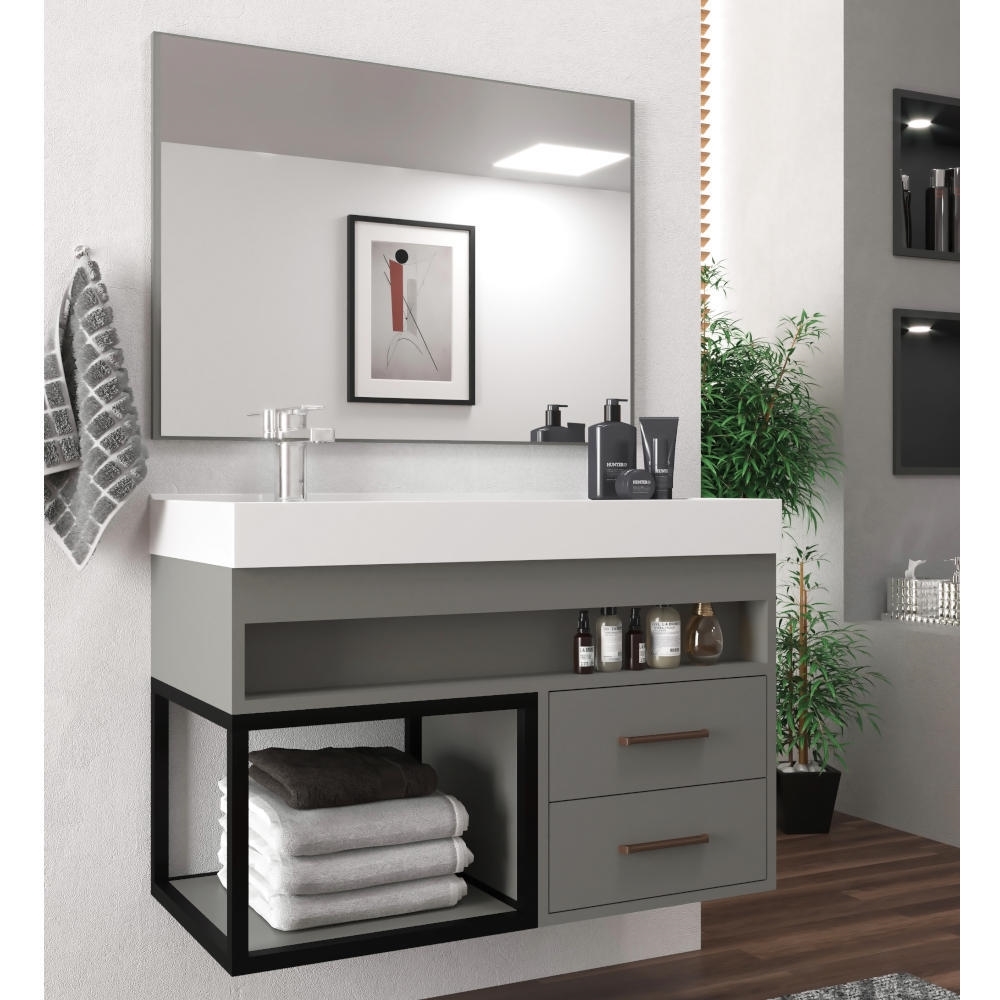 Gabinete para Banheiro Suspenso com Tampo e Espelheira | Schumann