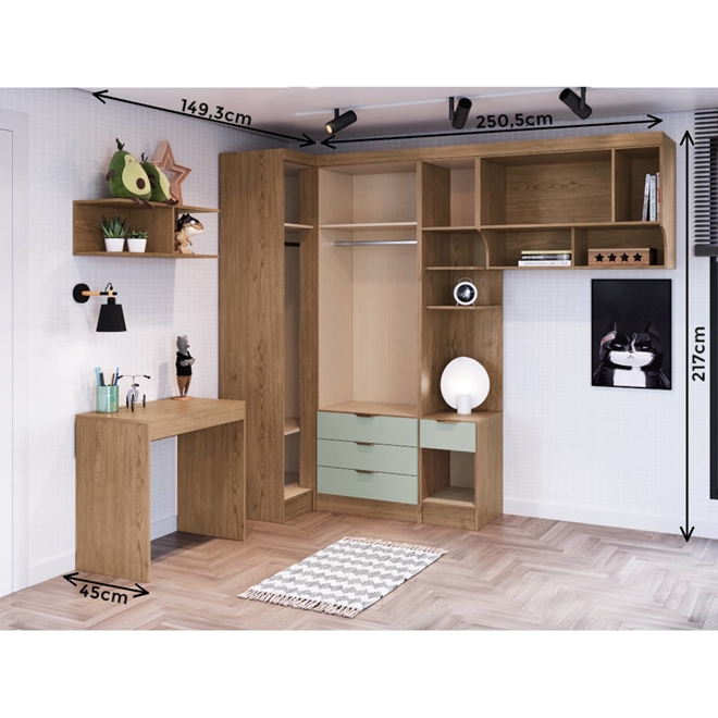 Quarto Modulado 6 Peças Castro Infinity Pistache | Schumann