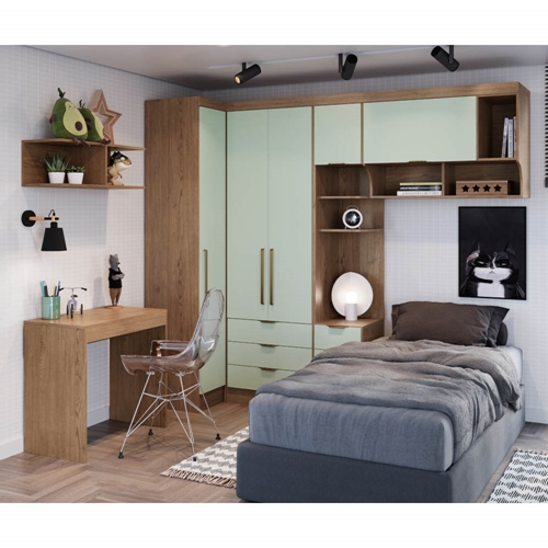 Quarto Modulado 6 Peças Castro Infinity Pistache Multisom