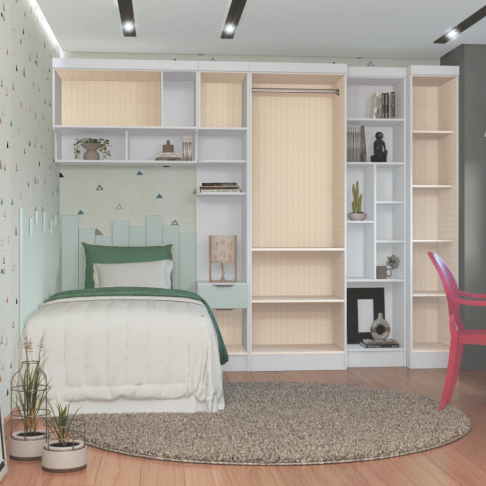 Quarto Modulado 5 Peças Castro Infinity Pistache Multisom