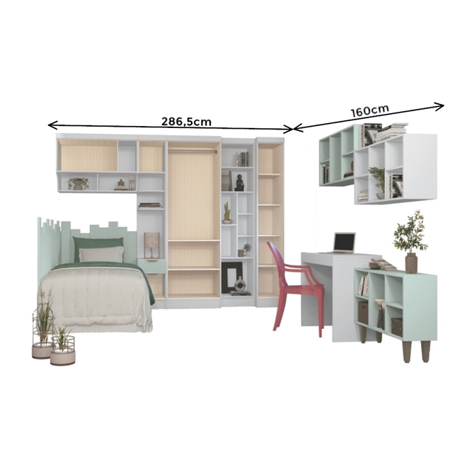 Quarto Modulado 8 Peças Castro Infinity Pistache | Schumann