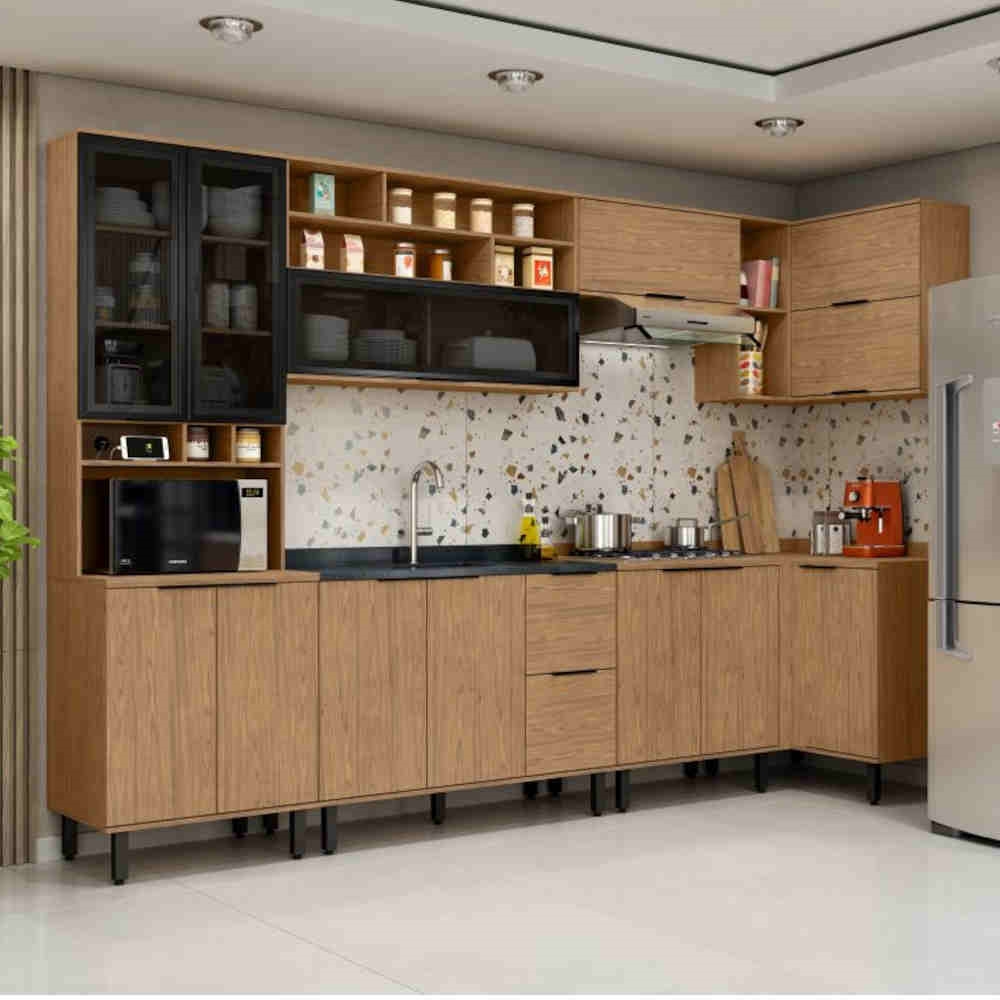 Cozinha Completa 13 Port 3 Gav 100% MDF MX Móveis Tosc Multisom