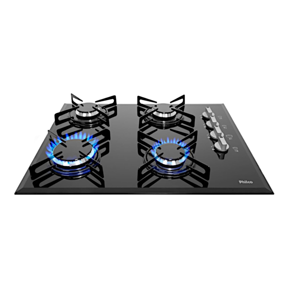 Cooktop 4 Bocas a Gás Philco Cook Chef 4 Preto Bivolt Multisom